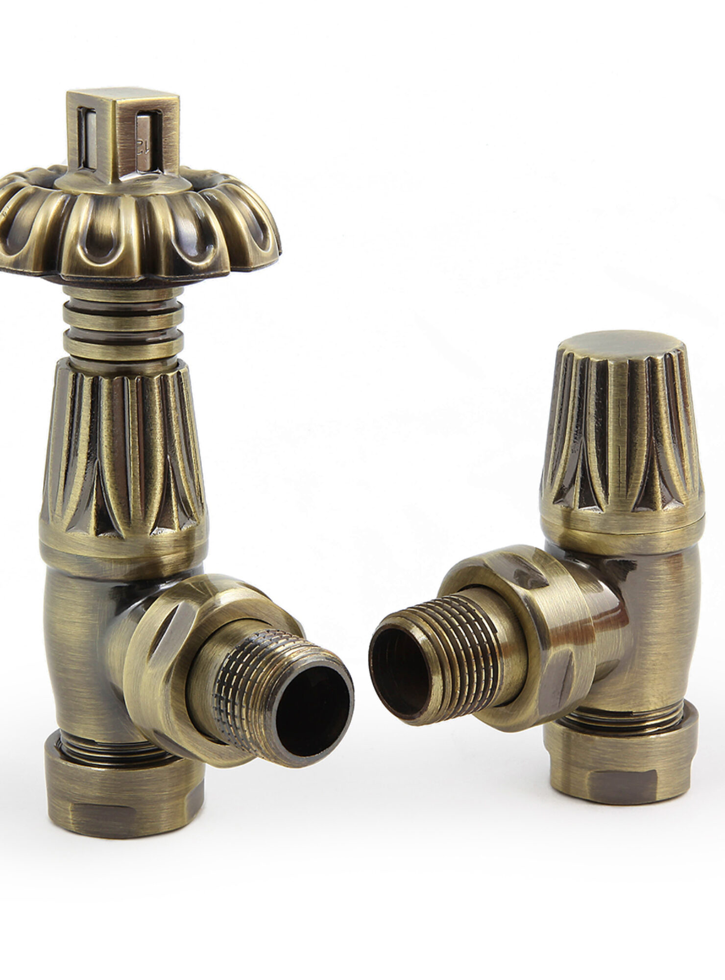 Abbey Traditional TRV Angled Valve Set - The Radiator Centre